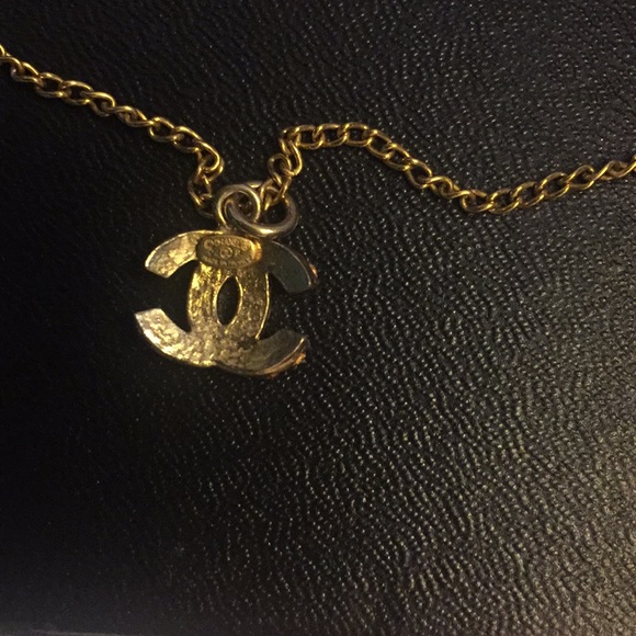 CHANEL | Jewelry | Chanel Golden And Pink Rhinestone Cc Necklace | Poshmark